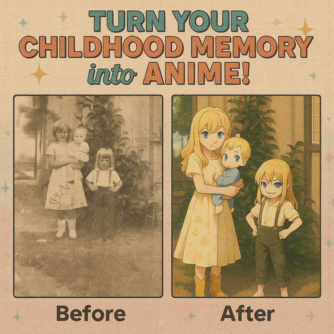 Custom Anime Childhood Memory Portrait – Turn Your Old Photo Into Anime ...