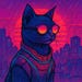 Cybercat Sunsetrain – Futuristic Feline Wall Art | Neon Rain Digital ...
