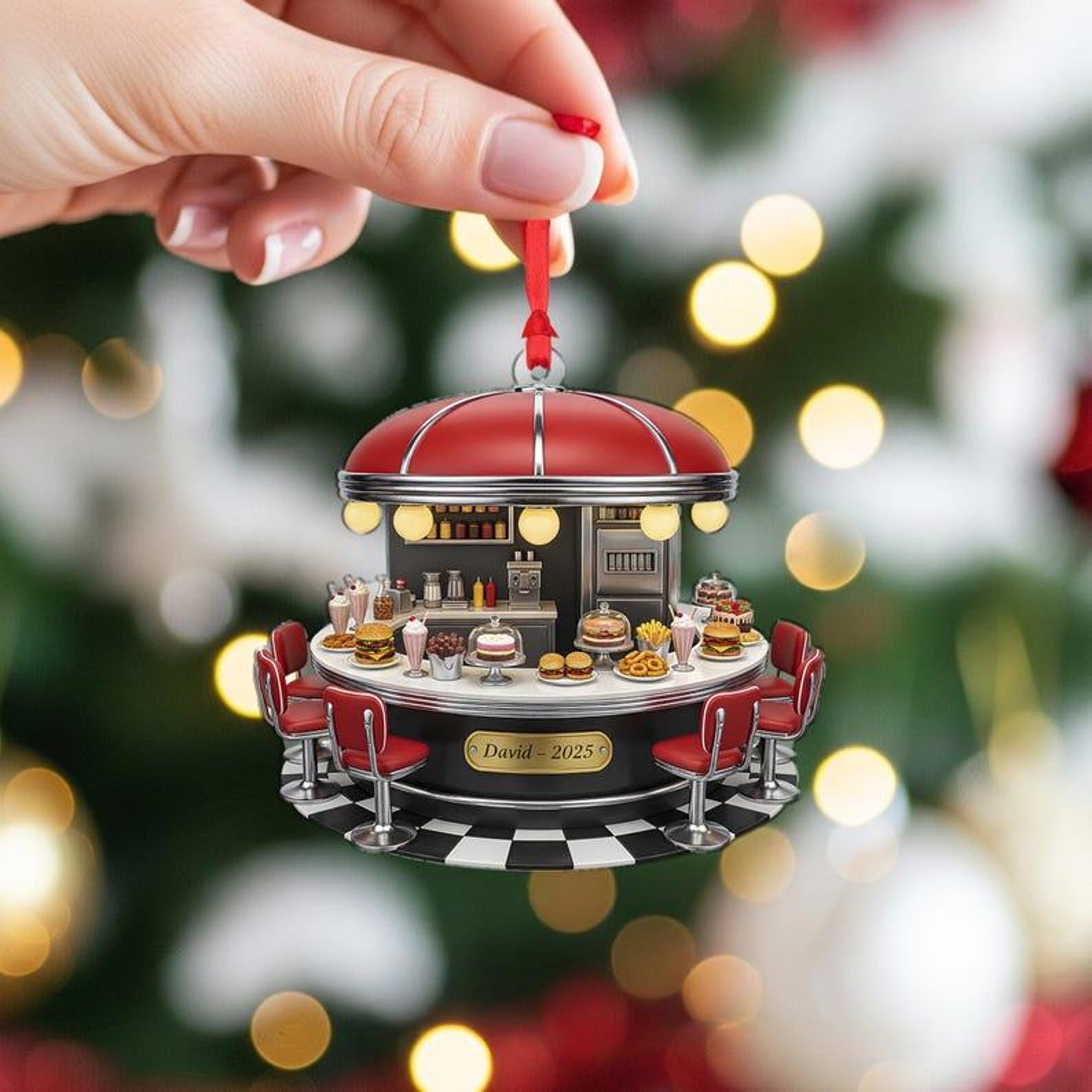 Personalized Diner Ornament: Retro Restaurant Scene Decoration With ...