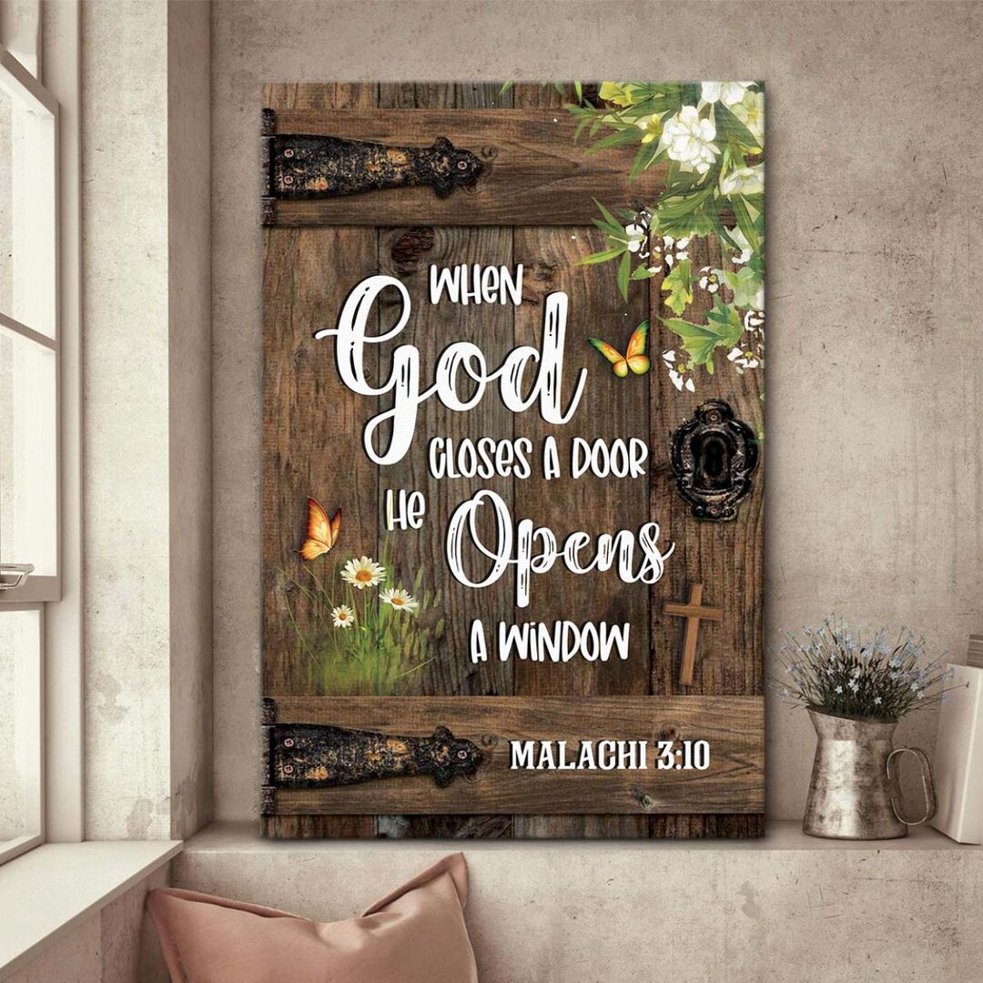 God Opens A Window Canvas – Malachi 3:10 Bible Verse Art – Butterfly ...