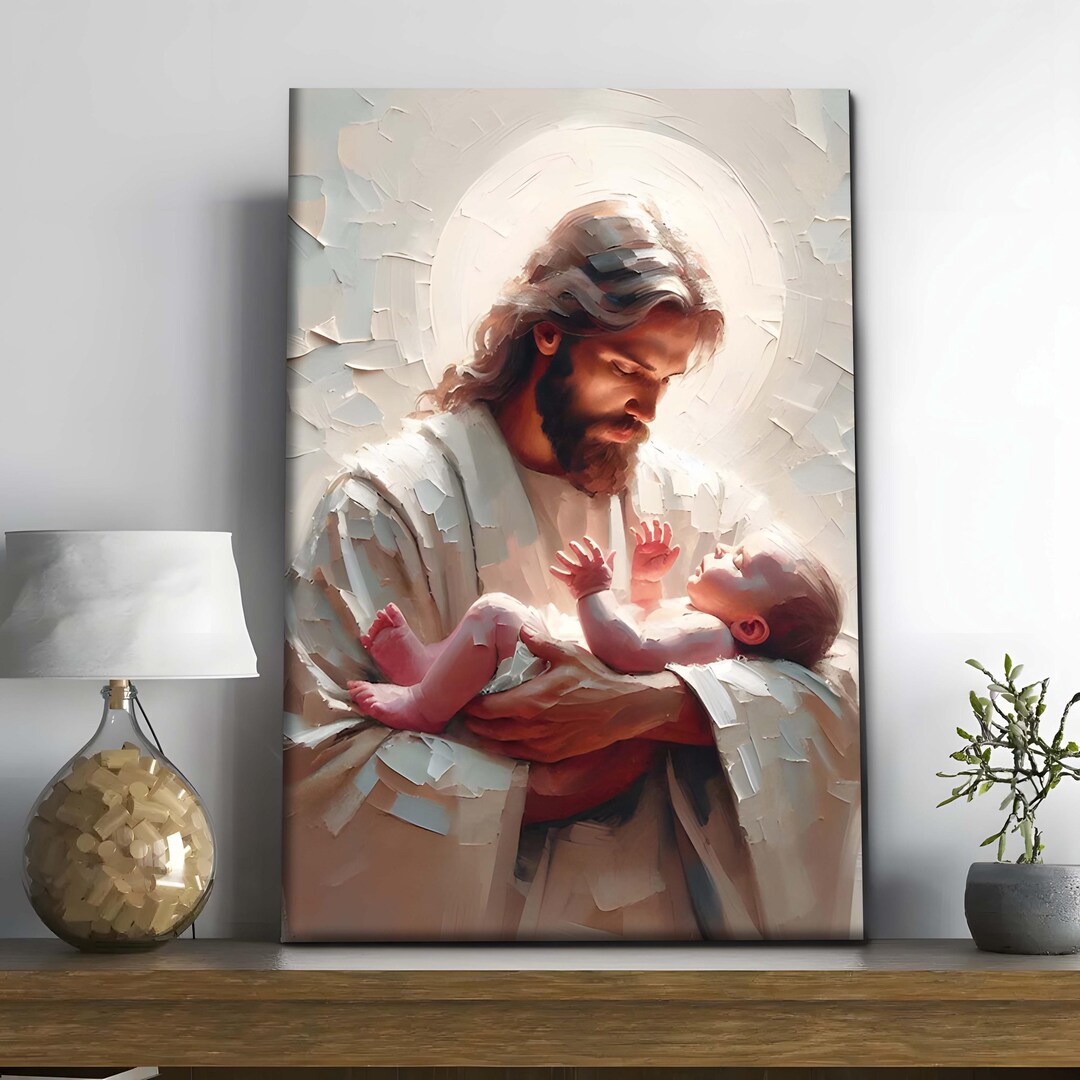 Jesus and Baby Art: Christian Nursery Painting, Baptism Gift - Etsy ...