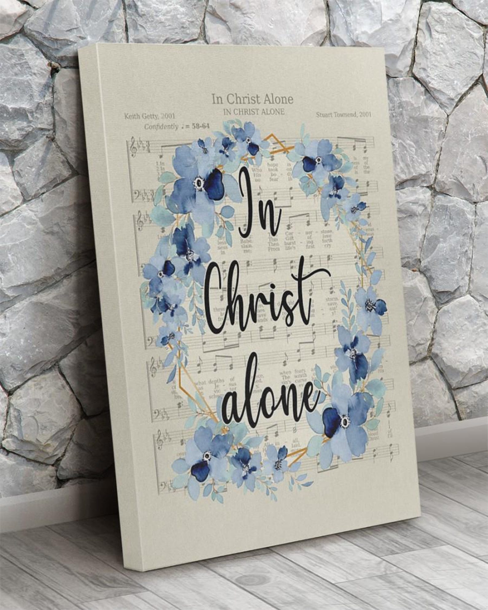 In Christ Alone Hymn Canvas Print: Watercolor Floral Christian Wall Art ...