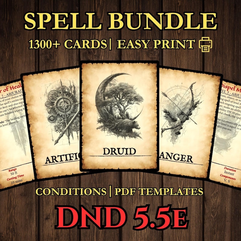 Dnd 5e Spell Cards All - Etsy