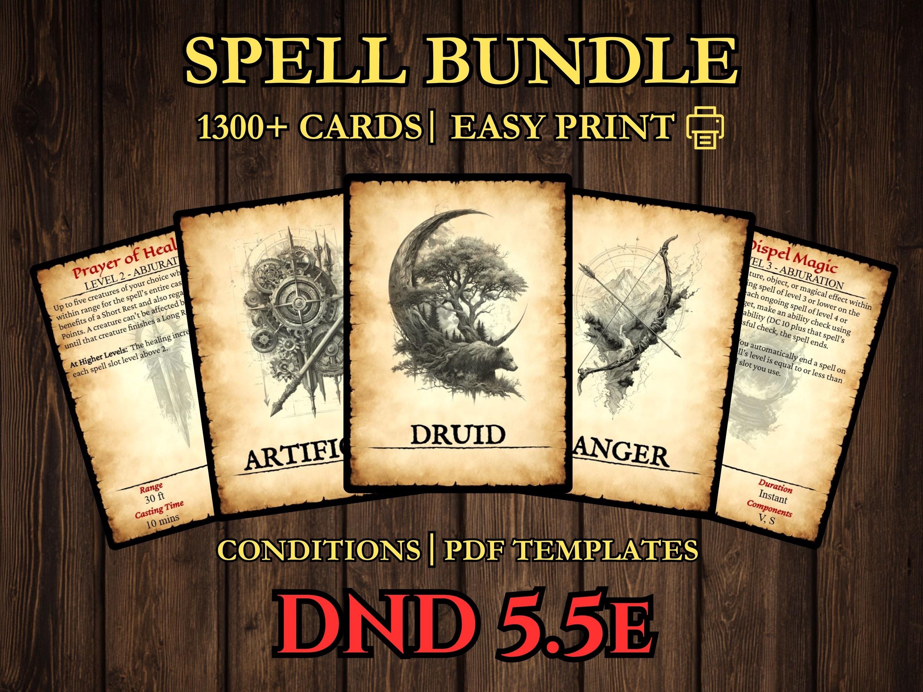 Dnd Spell Cards 2024 - 5.5e, All Classes & Levels, Printable PDF - Etsy