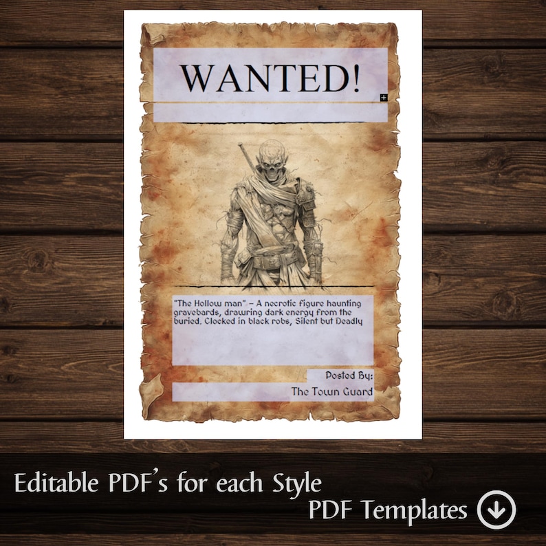 Printable Dnd Bounty Posters – “town Villains” Fantasy Art & RPG Quest ...