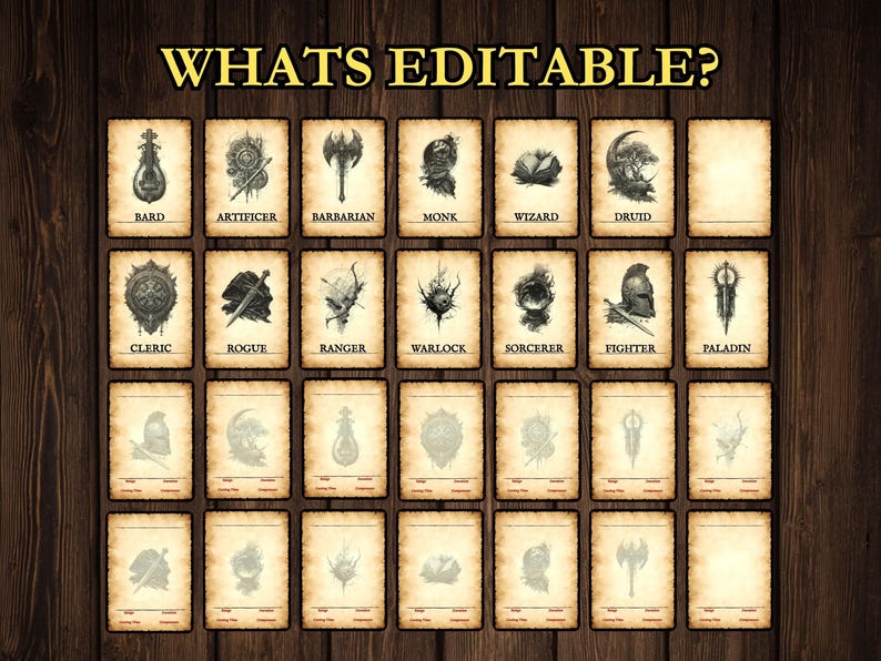 Fillable Dnd Spell Cards: All Classes, PDF Templates (digital Download ...