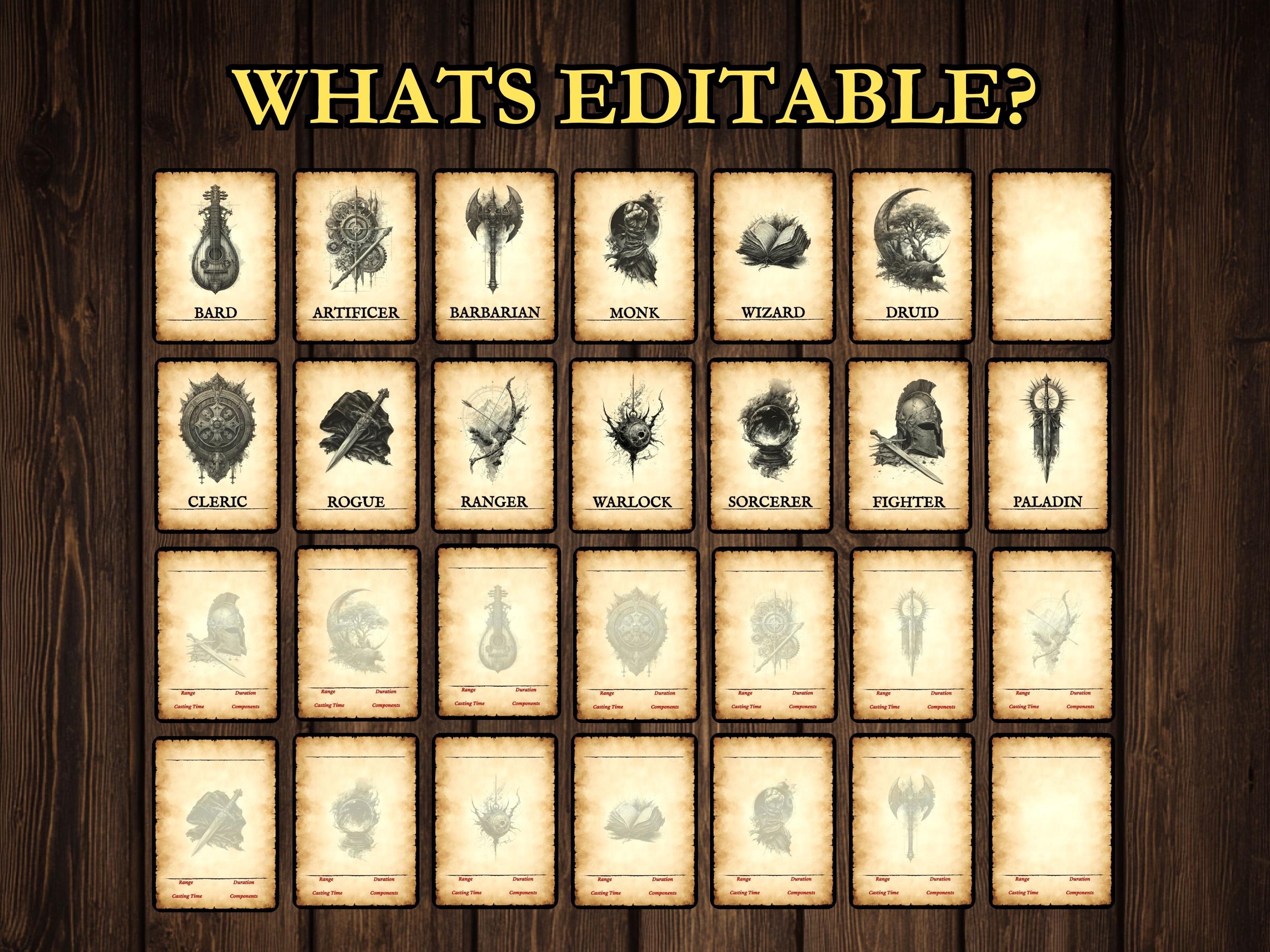 Fillable Dnd Spell Cards: All Classes, PDF Templates (digital Download ...