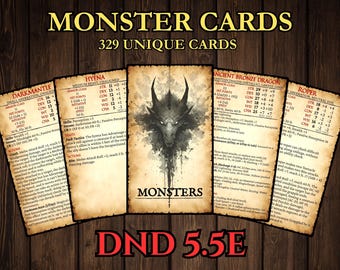 Dnd Monster Cards 2024 - 5.5e Printable PDF, All Monster & Animals ...