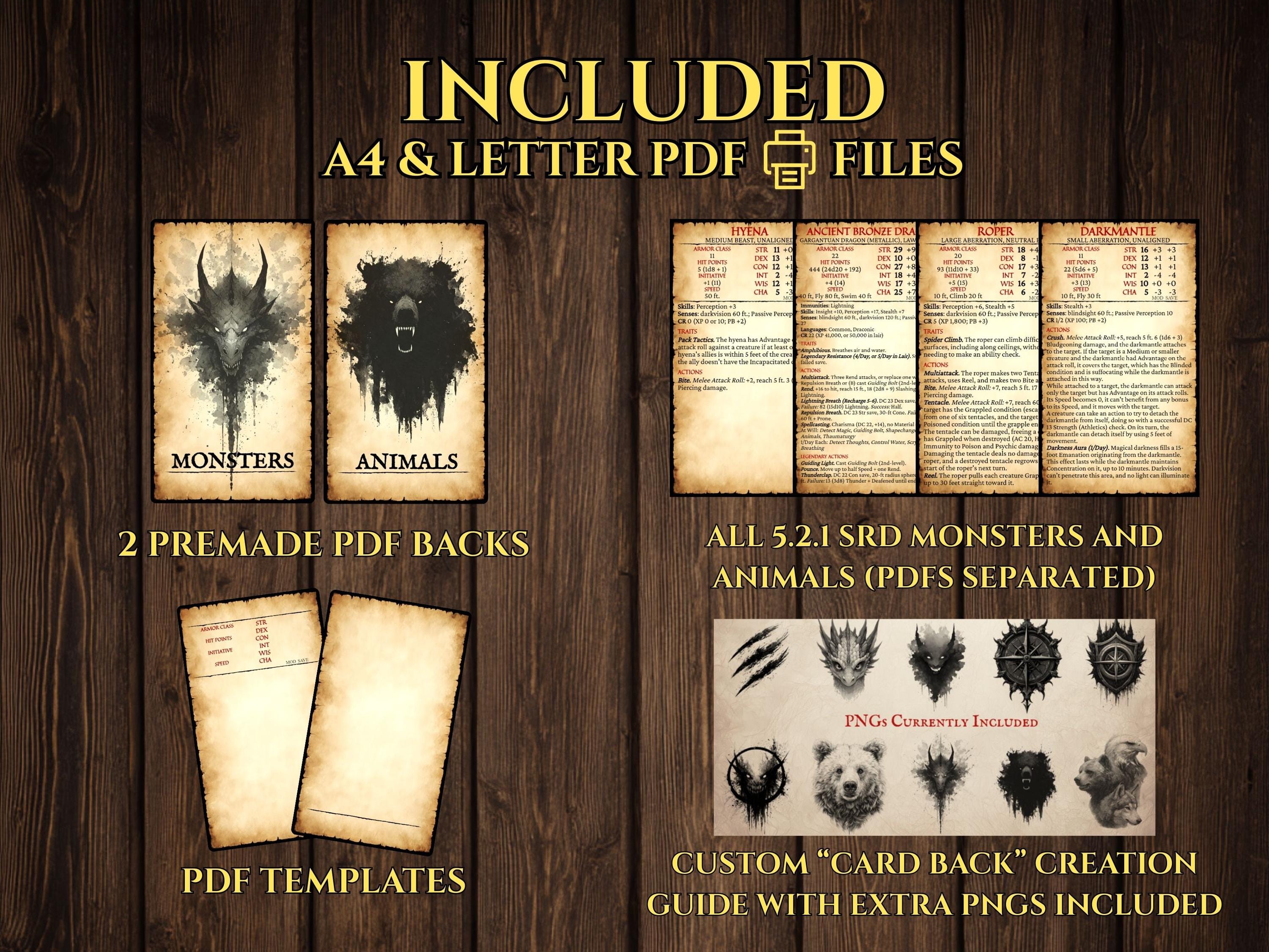 Dnd Monster Cards 2024 - 5.5e Printable PDF, All Monster & Animals ...