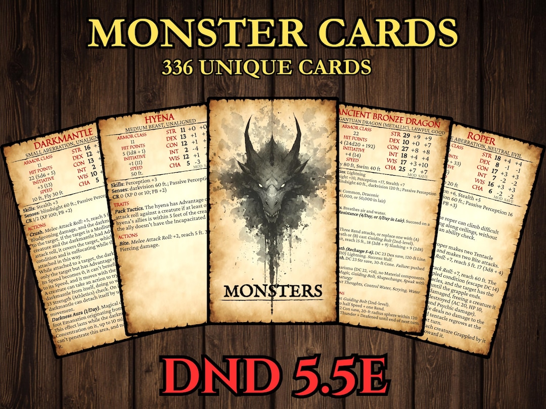 Dnd 2024 Monster Cards - 5.5e Printable PDF (stat Blocks, Creatures ...