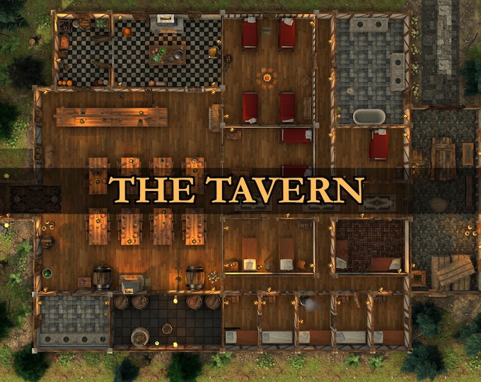 Tavern Battlemap: Print and VTT for Dnd & Ttrpgs - Etsy