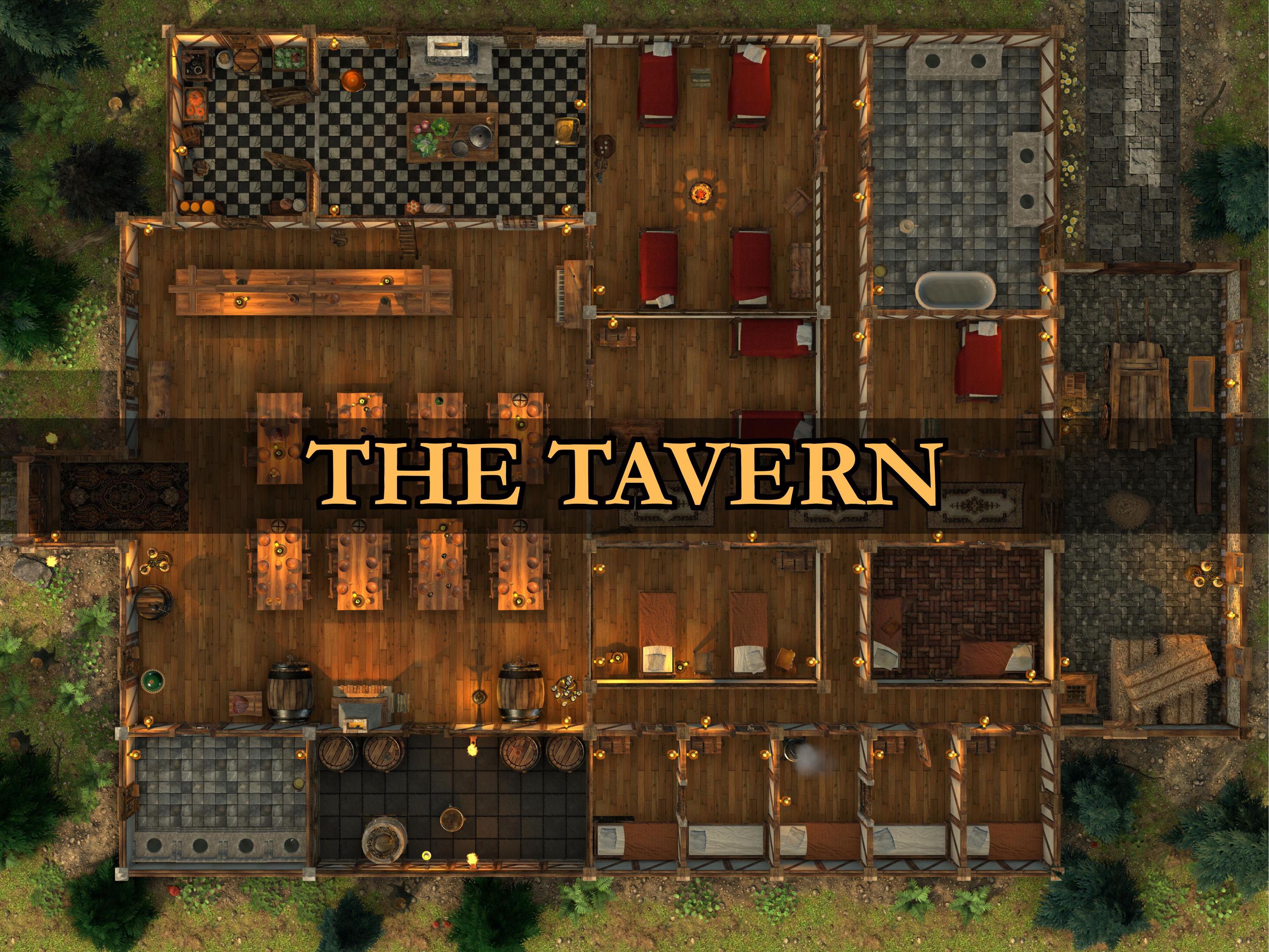 Tavern Battlemap: Print and VTT for Dnd & Ttrpgs - Etsy