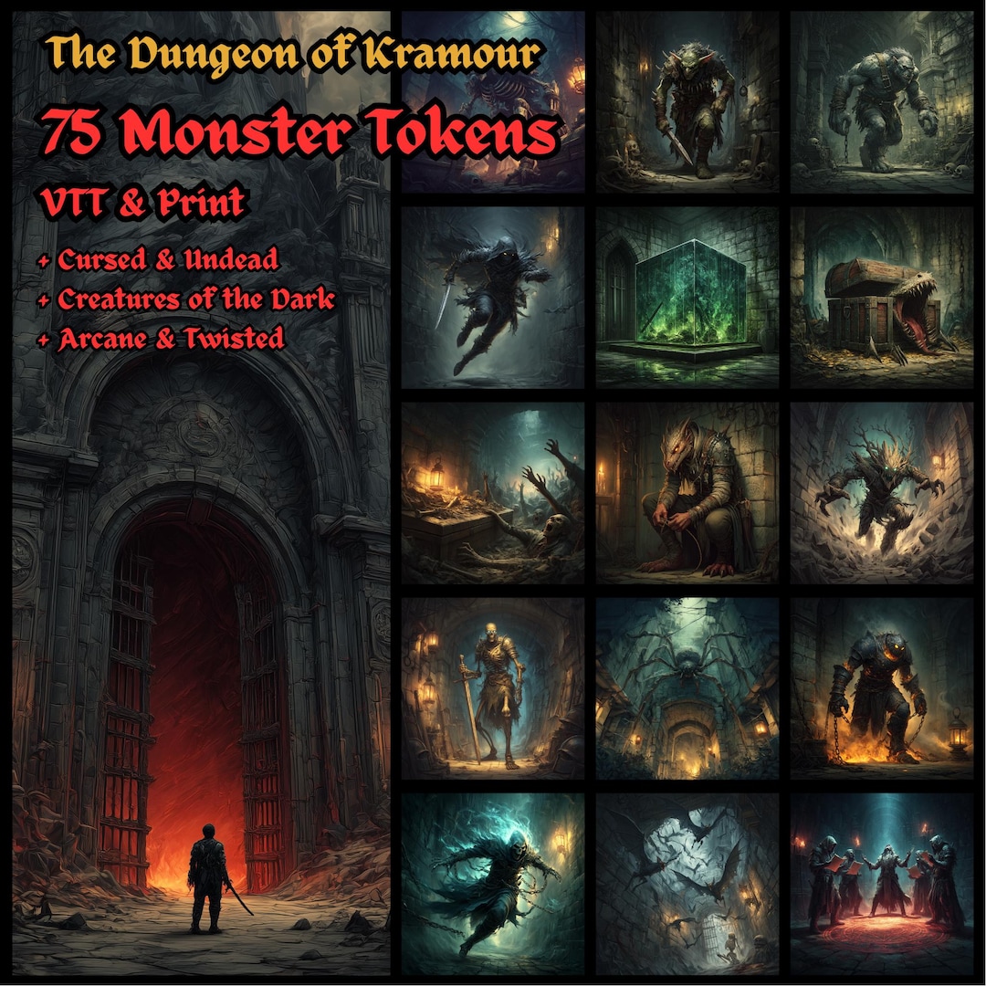 Set of 75 Printable Monster Tokens for Dnd and Pathfinder | Undead ...