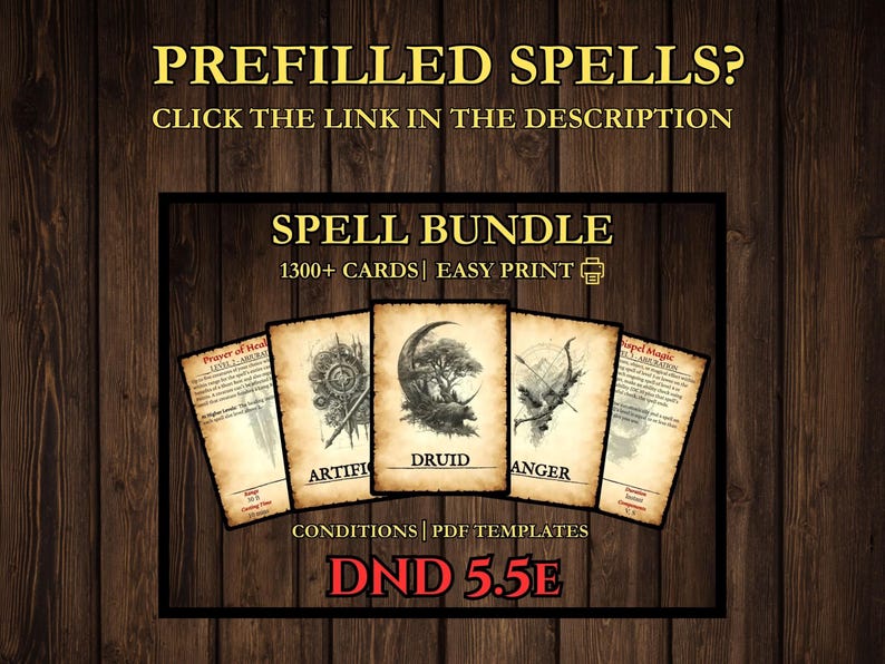 Fillable Dnd Spell Cards: All Classes, PDF Templates (digital Download ...