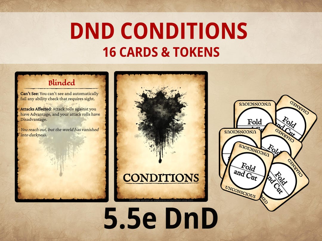 Dnd 5.5e Condition Card & Token Trackers | Printable Pdfs | Core 5e ...