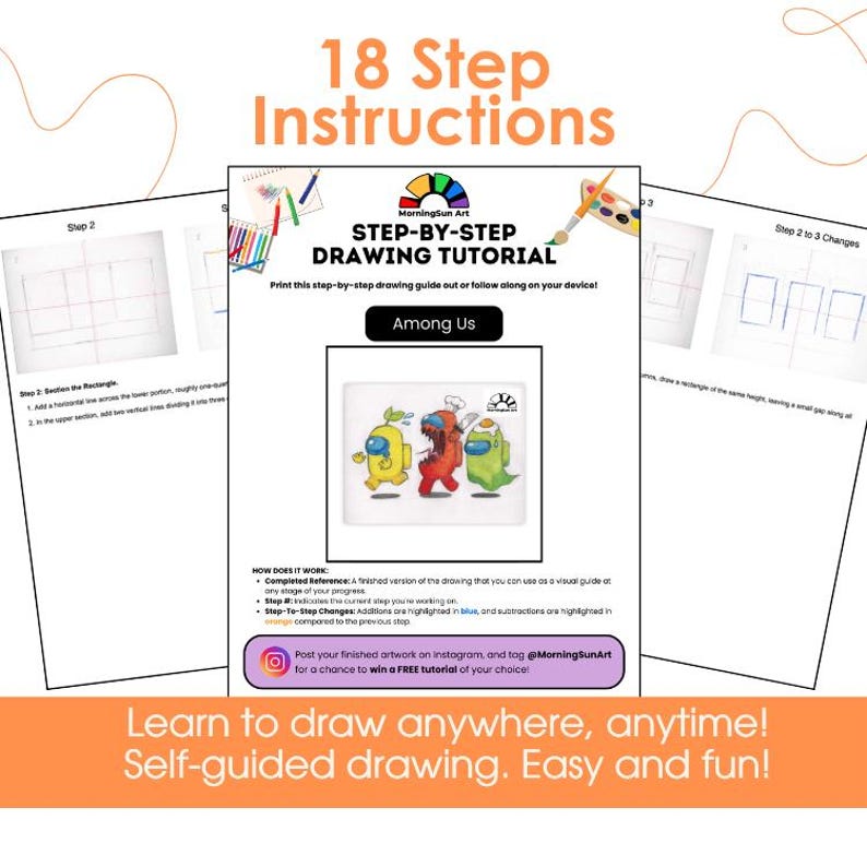 Among Us Drawing Course for Kids | Easy Step-by-step Art | Printable ...