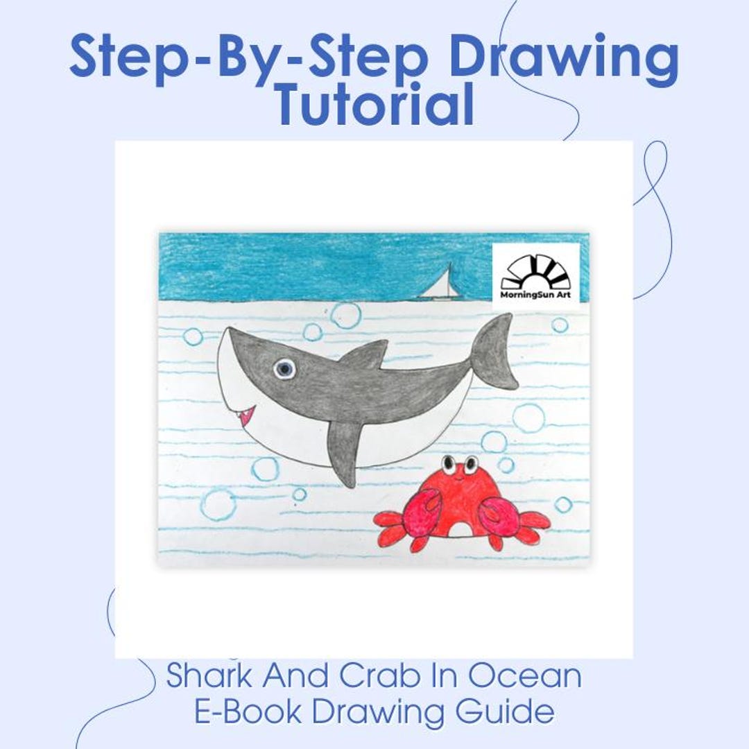 Shark and Crab Ocean Drawing Guide for Beginners | Easy Step-by-step ...