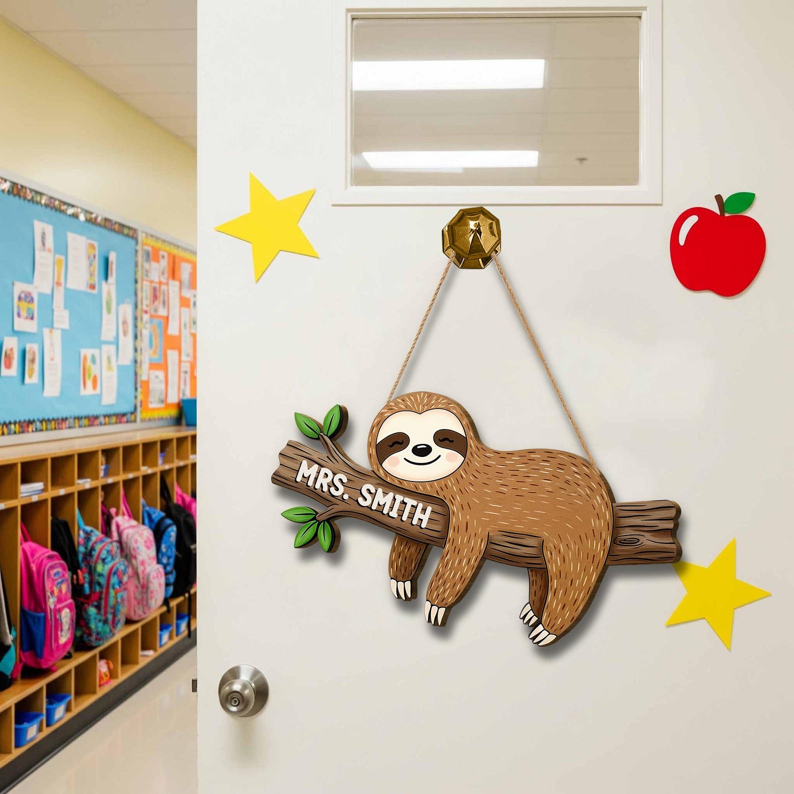 Personalized Sloth Teacher Door Sign: Custom Wooden Classroom Decor - Etsy
