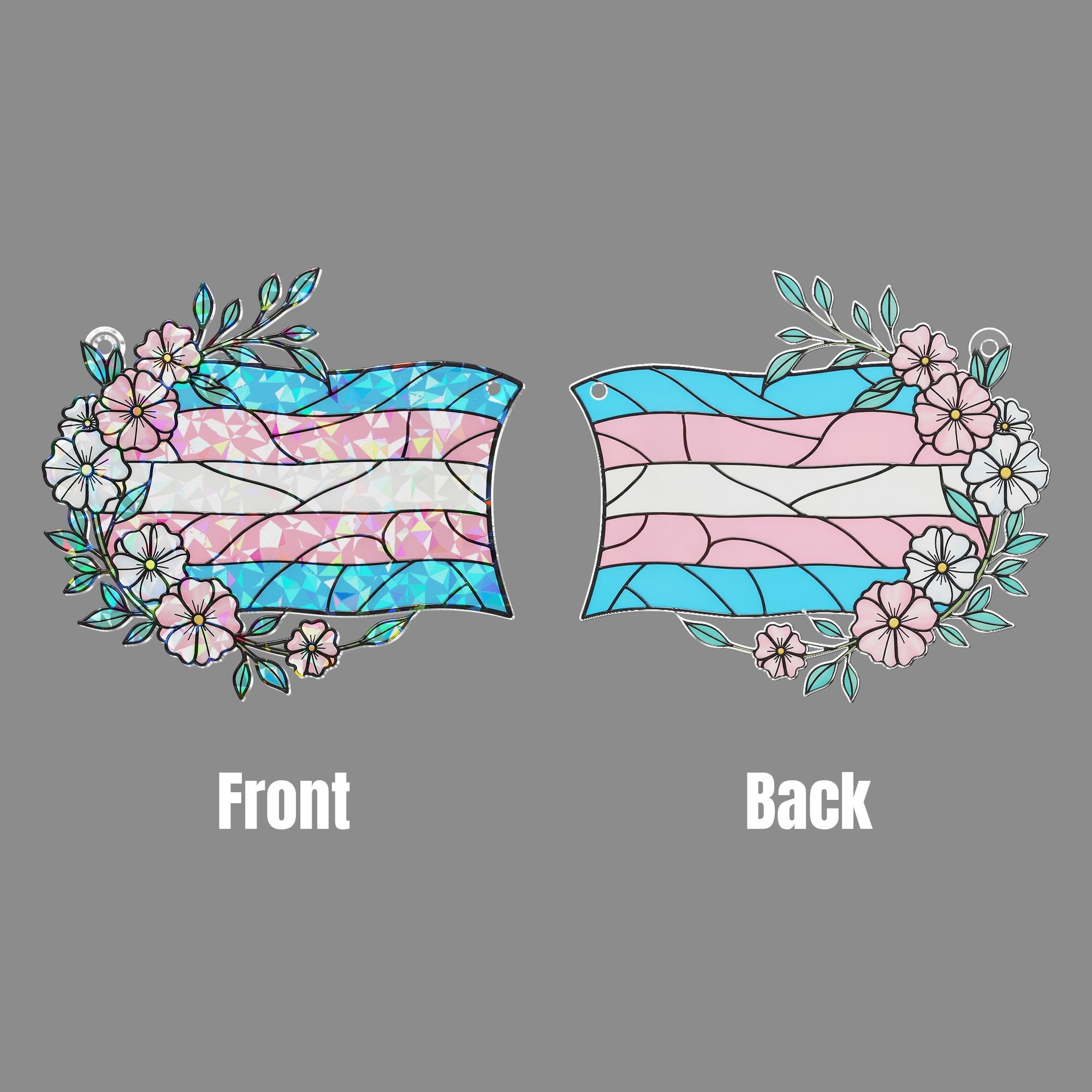 Floral Transgender Flag Suncatcher: Pride Acrylic Window Hanging - Etsy