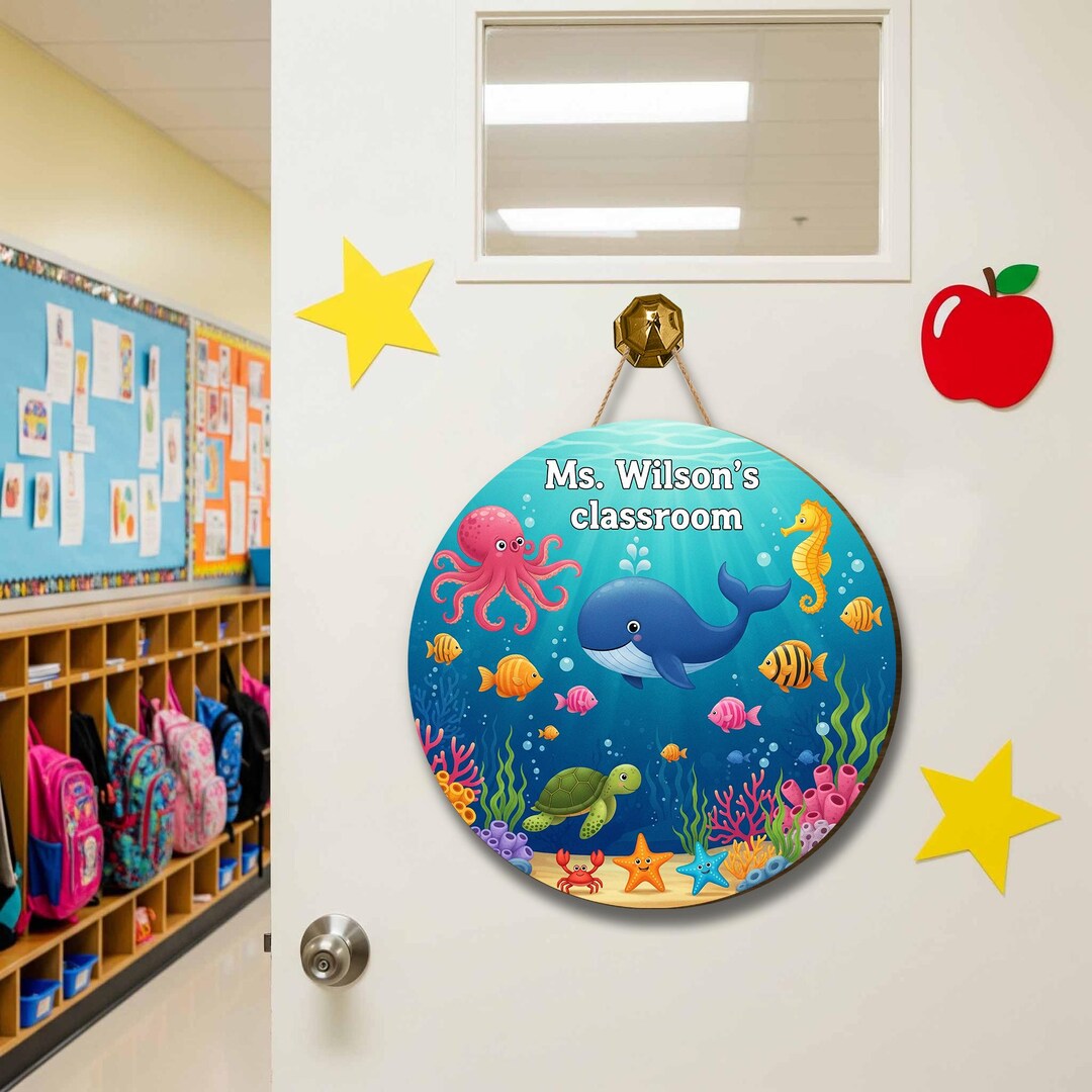 Personalized Under the Sea Classroom Sign – Ocean Theme Teacher Door ...
