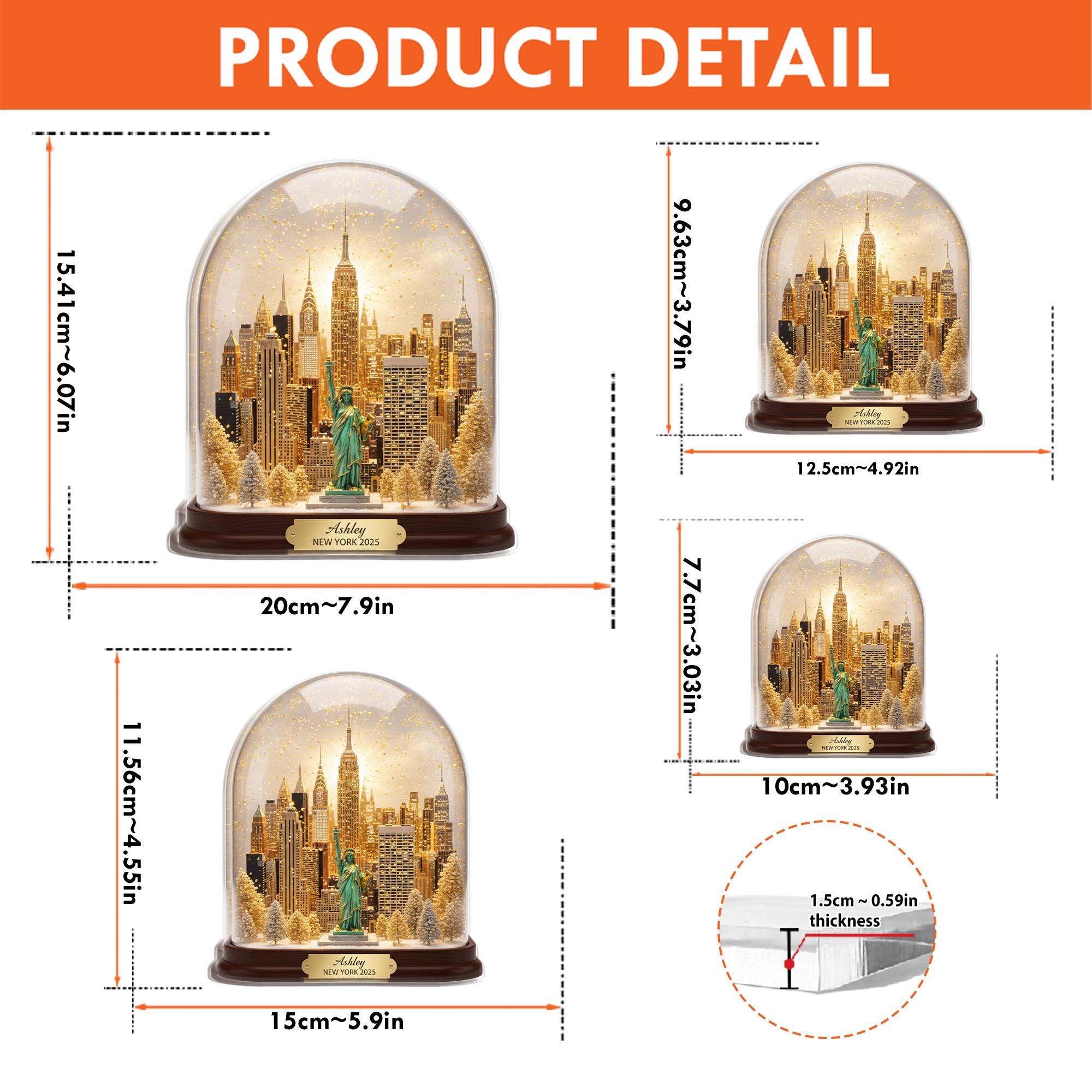 Personalized New York Acrylic Block With Skyline and Statue of Liberty ...