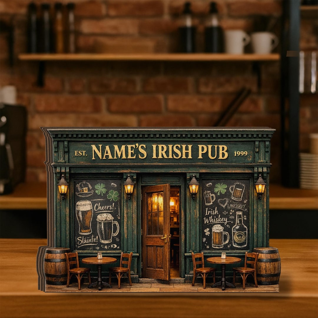 Personalized Irish Pub Block, Custom Name Bar Sign, Wooden Pub Decor ...