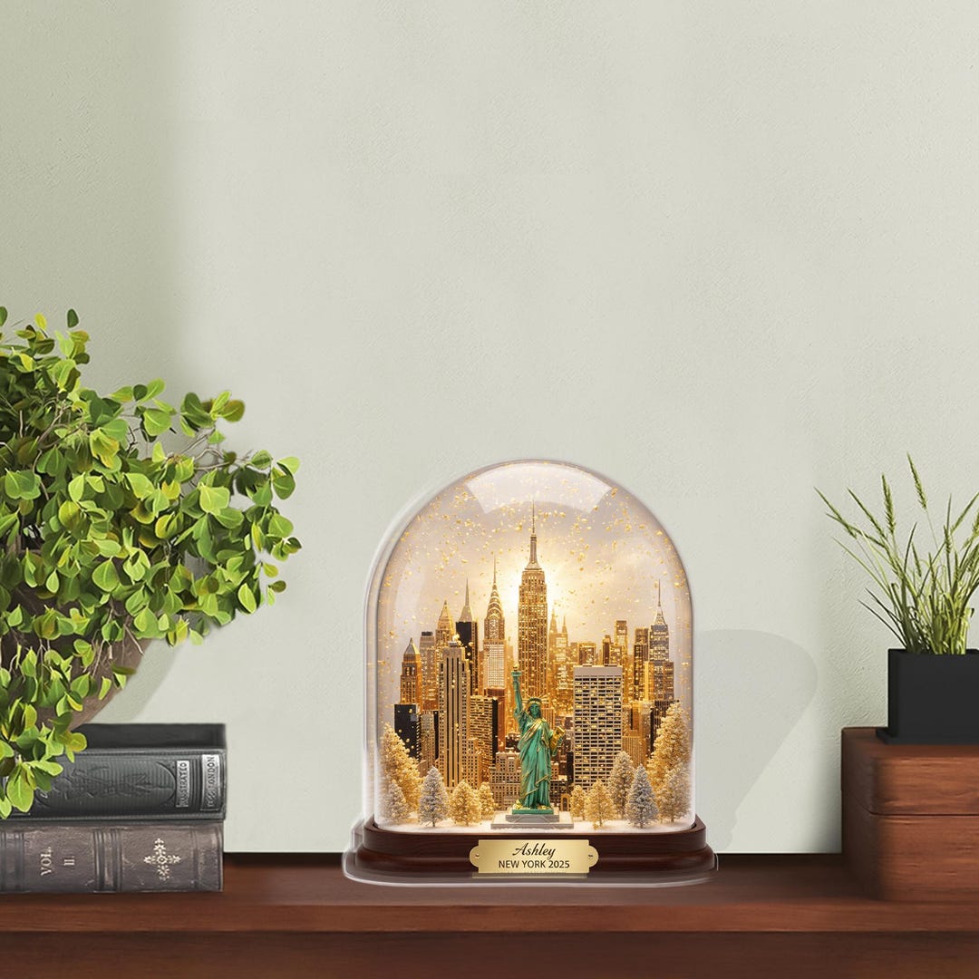 Personalized New York Acrylic Block With Skyline and Statue of Liberty ...