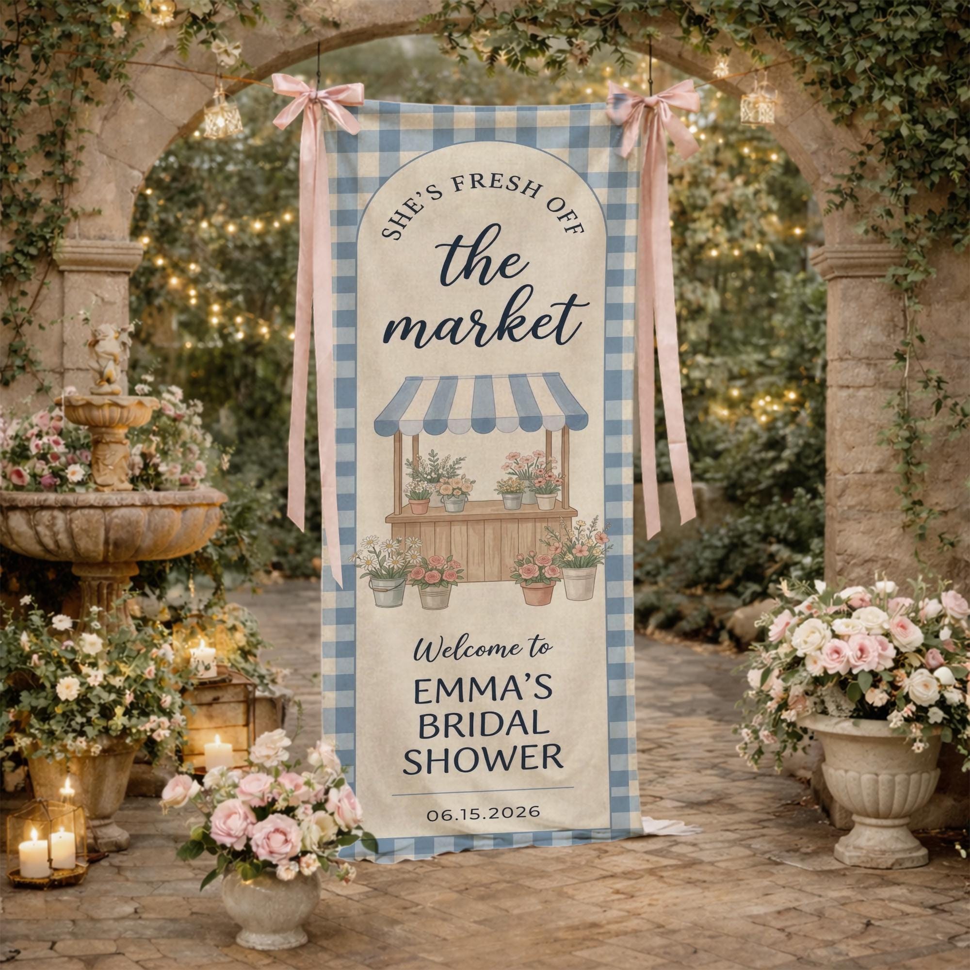 Personalized Cotton Linen Banner: Bridal Shower Backdrop Sign, Farmers ...