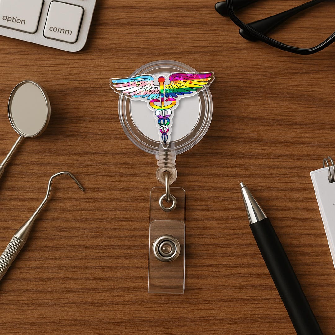 Rainbow Caduceus Badge Reel – LGBTQ Medical Pride ID Clip – Nurse ...
