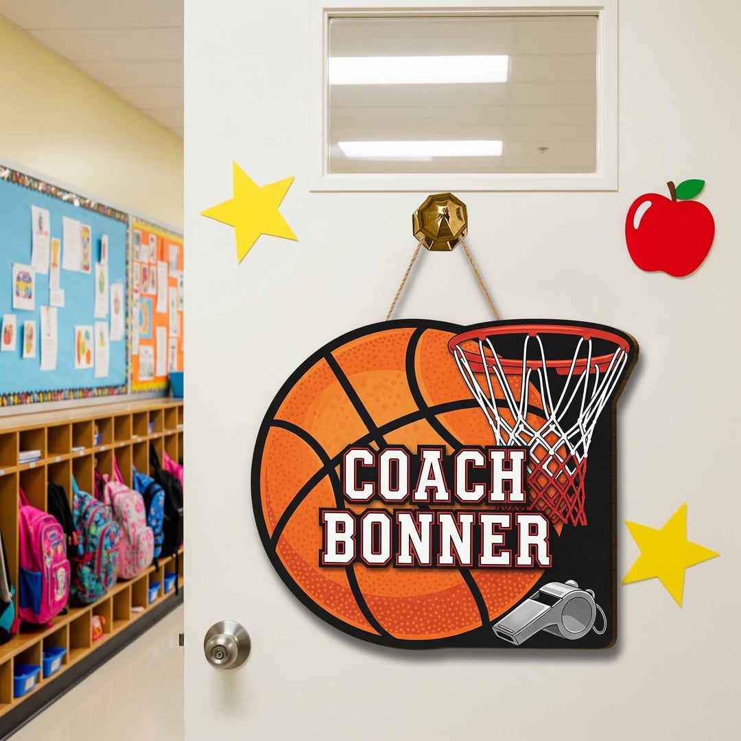 Personalized Basketball Coach Door Sign: Custom Wooden Sports Decor - Etsy