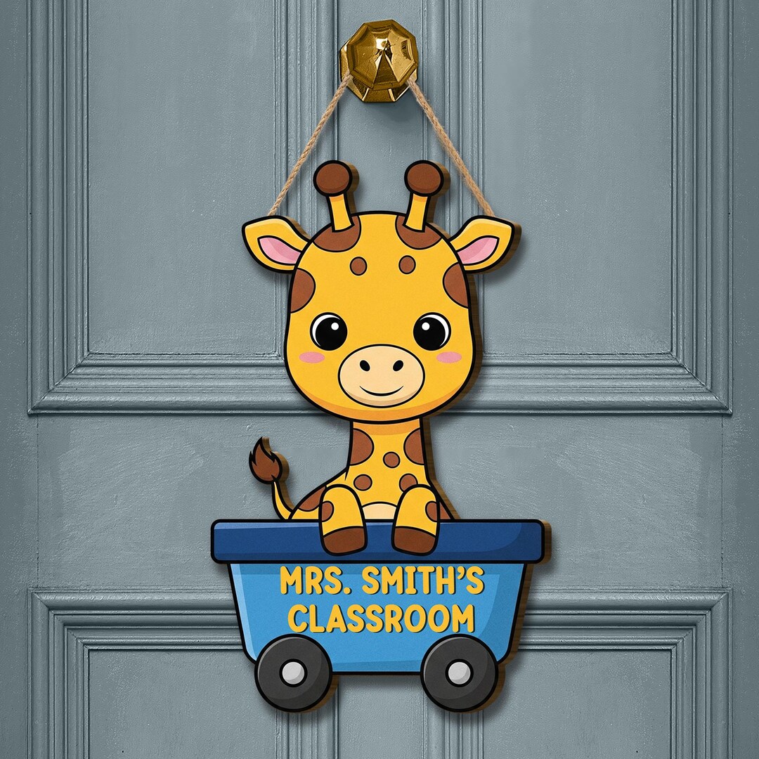 Personalized Giraffe Classroom Door Sign – Cute Custom Teacher Name ...