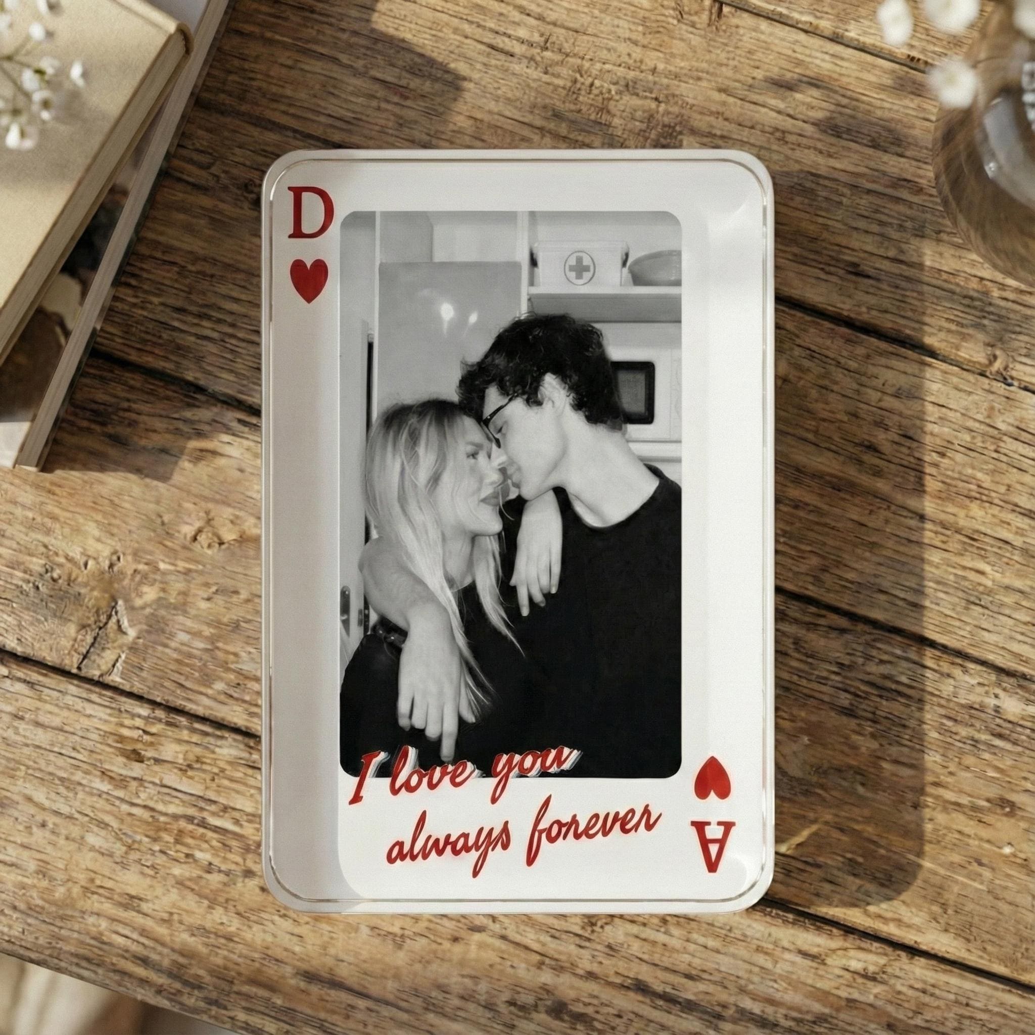Personalized Couple Acrylic Photo Block, Ace Playing Card Frame, Text ...