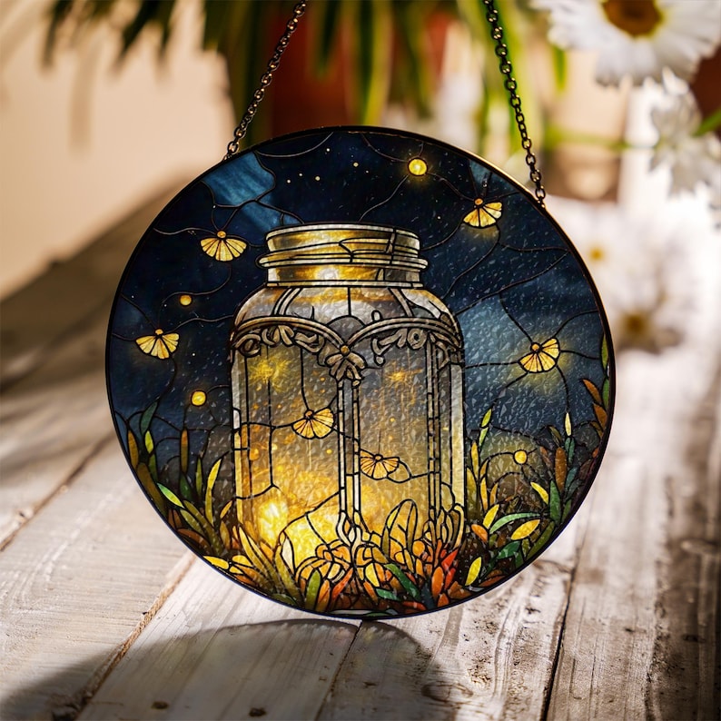 Fireflies Glass Suncatcher: Magical Insect Window Art - Etsy
