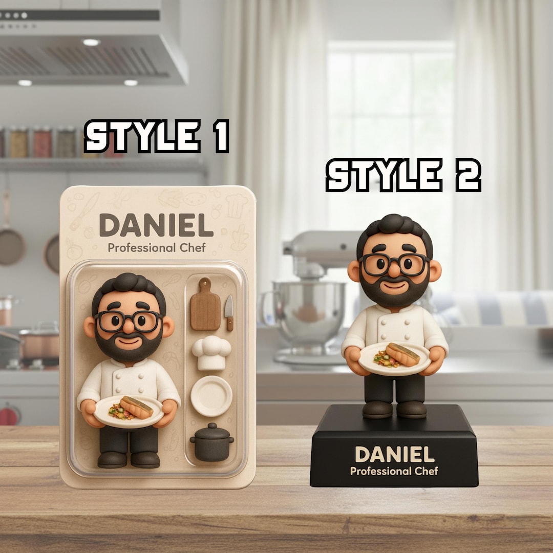 Custom Acrylic Block Portrait, Professional Chef Character Toy Display ...