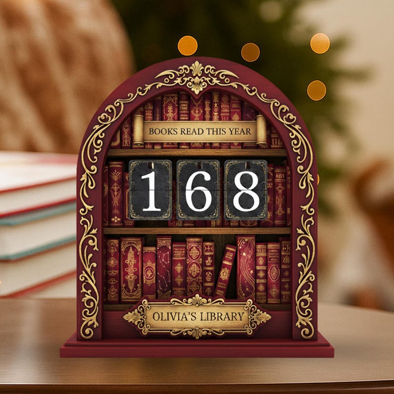 Book Tracker Sign: Vintage Library Decor, Books Read This Year Counter ...