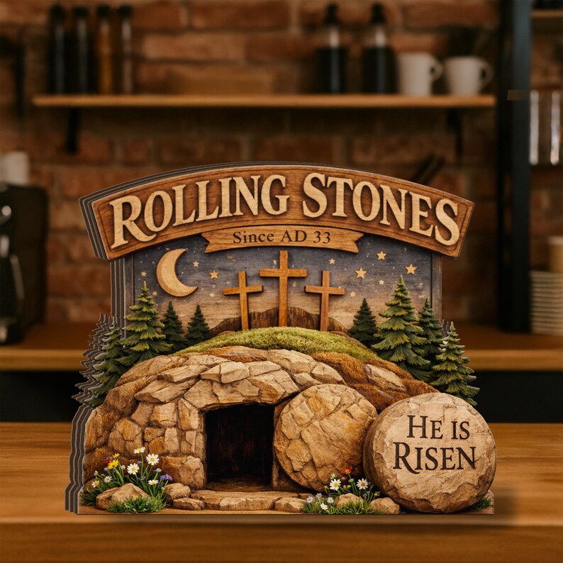 Personalized Easter Wooden Block, Empty Tomb Scene, He is Risen ...