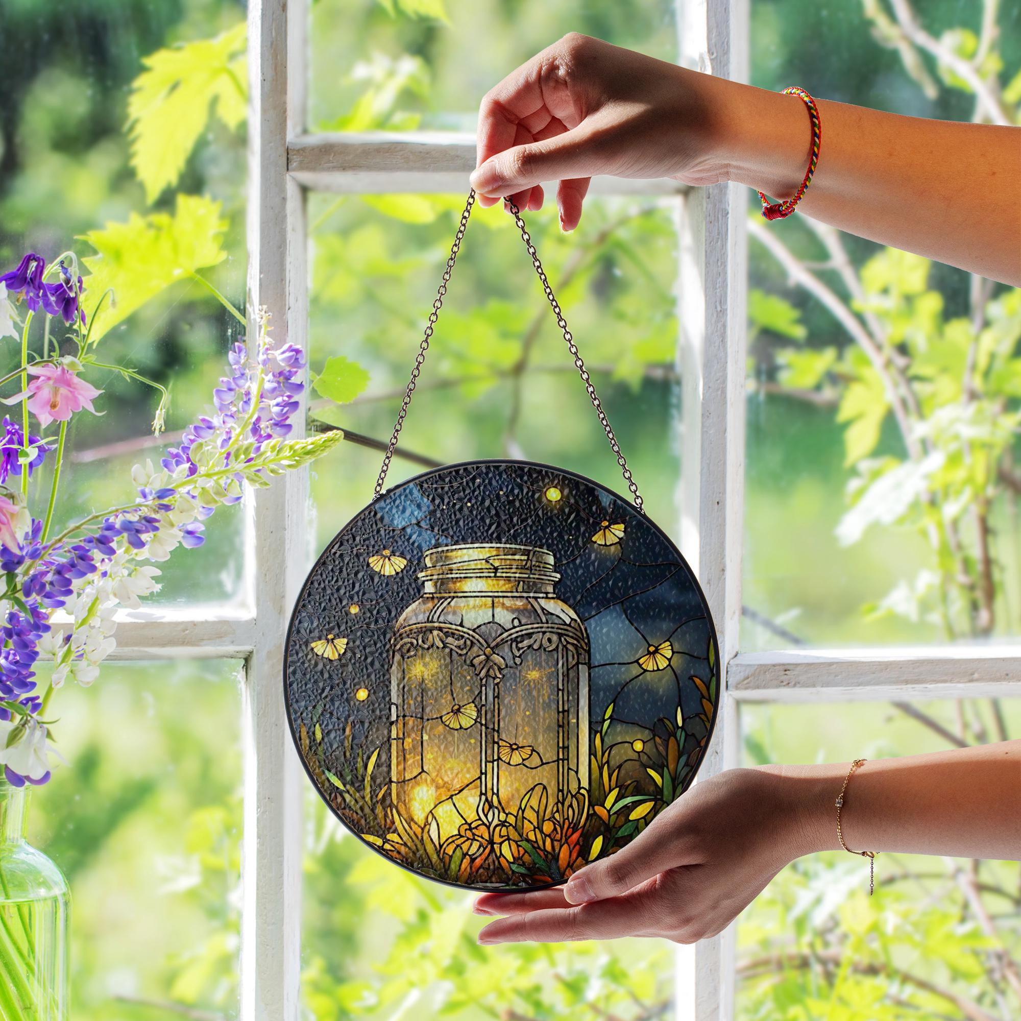 Fireflies Glass Suncatcher: Magical Insect Window Art - Etsy