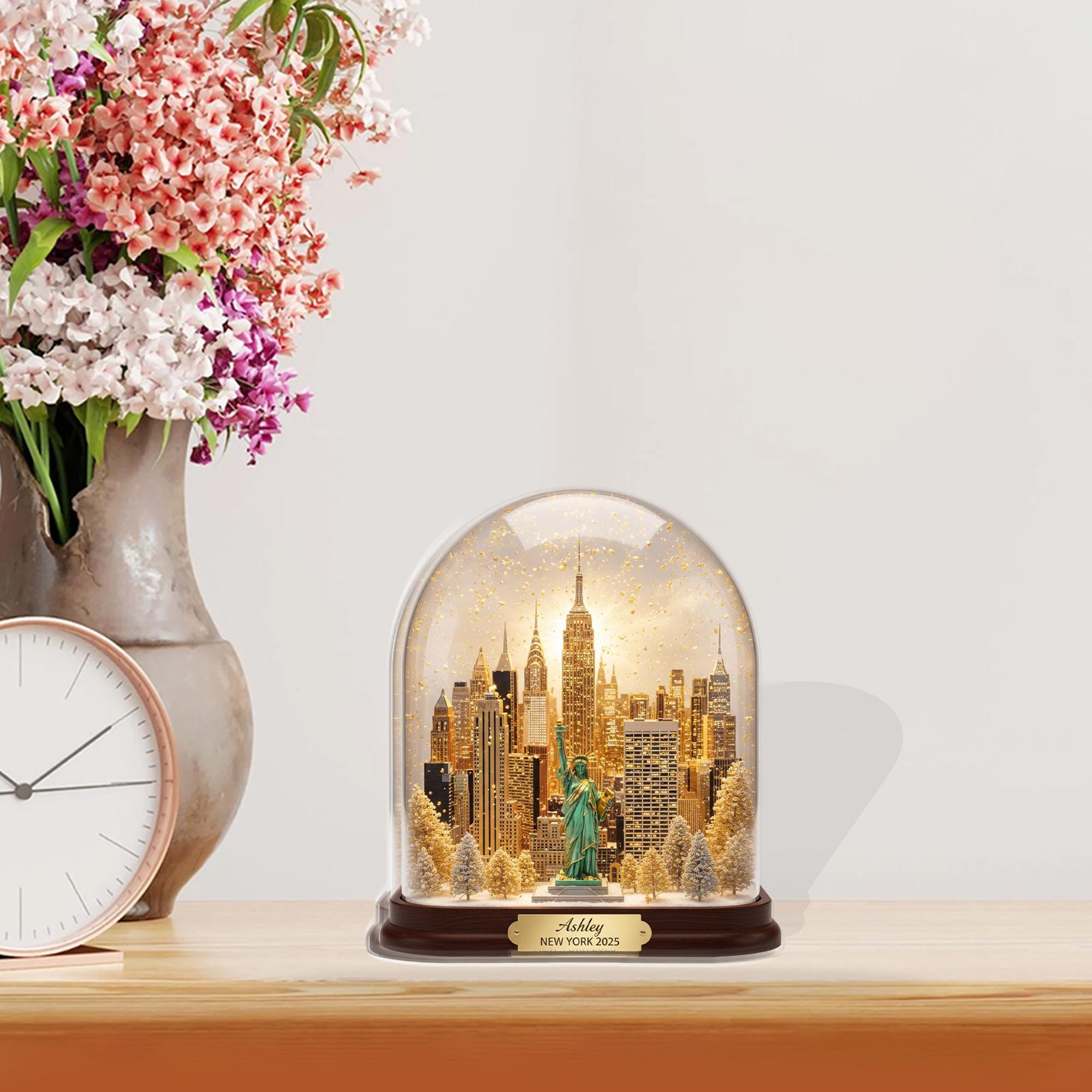 Personalized New York Acrylic Block With Skyline and Statue of Liberty ...