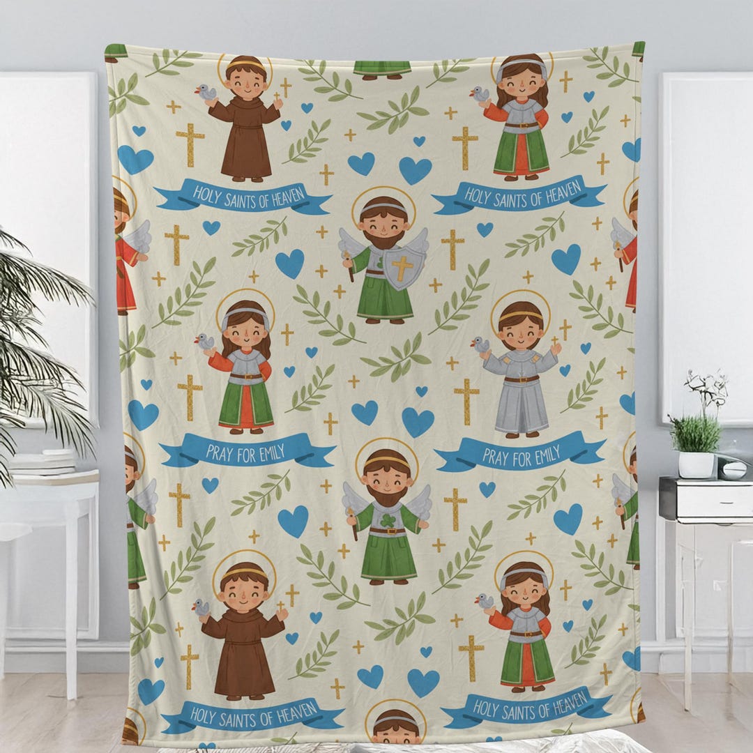 Custom Catholic Saints Fleece Blanket – Personalized Religious Throw ...