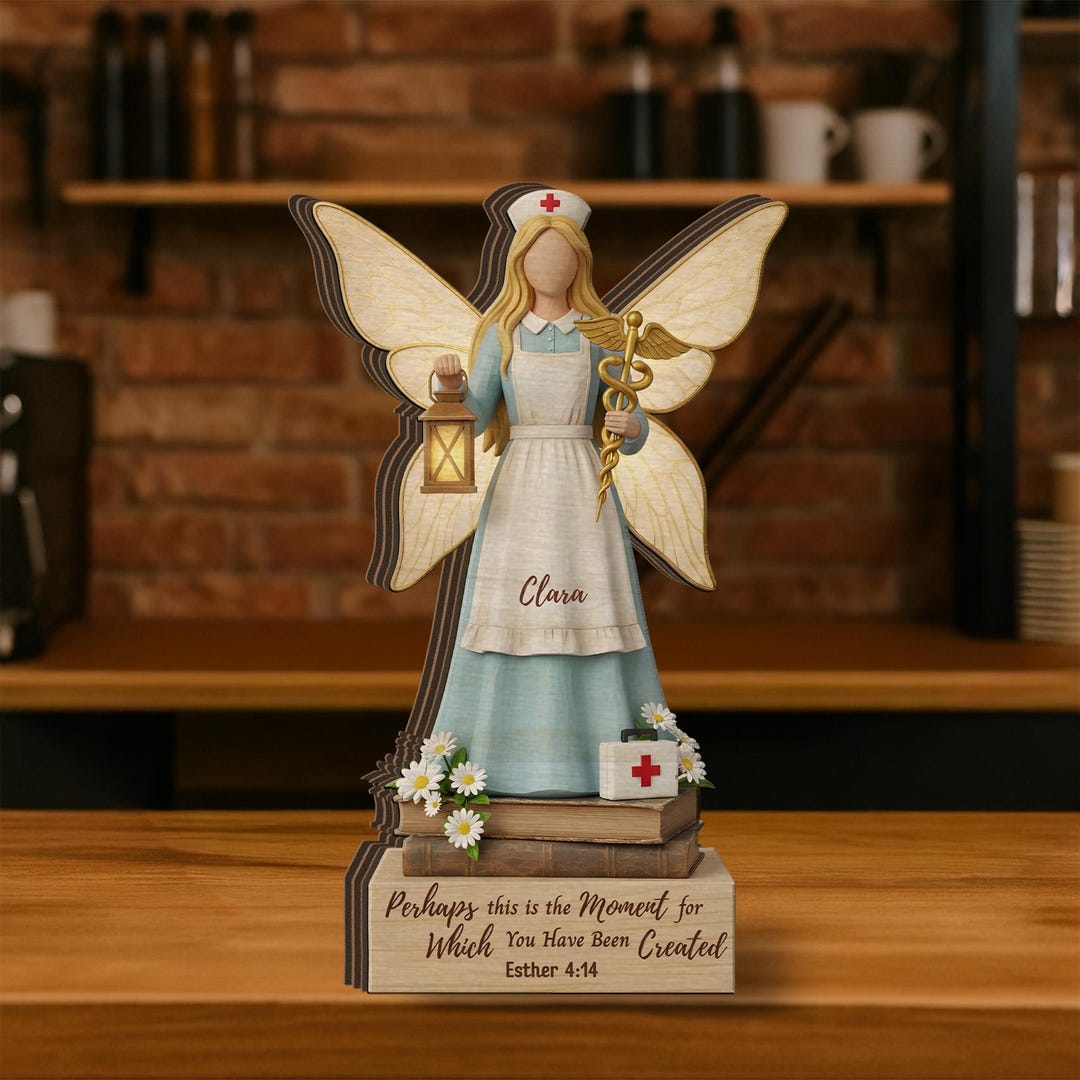 Personalized Nurse Angel Block, Custom Name Wood Decor, Esther 4:14 ...