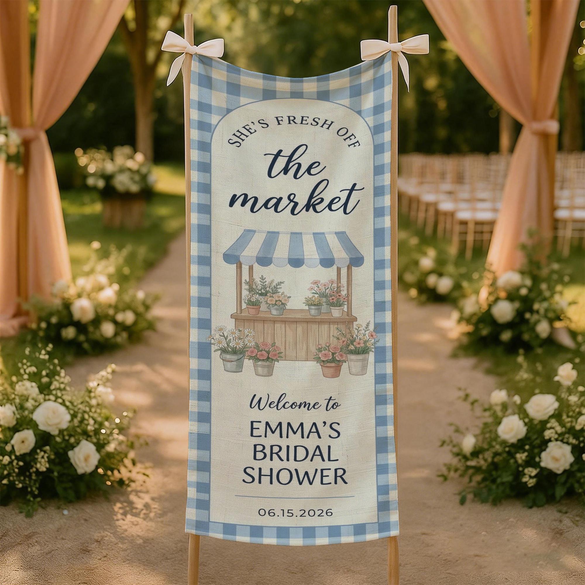Personalized Cotton Linen Banner: Bridal Shower Backdrop Sign, Farmers ...