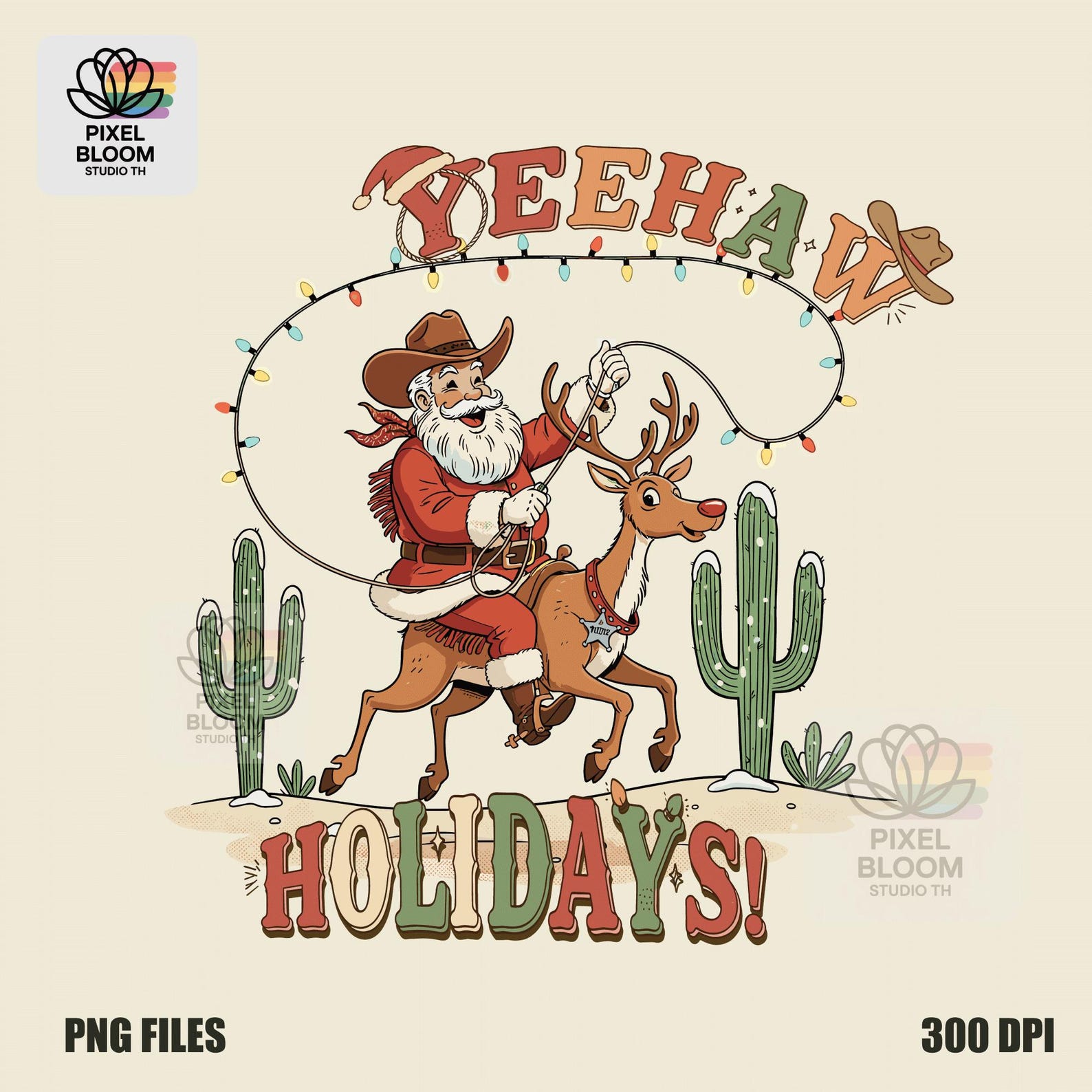 Cowboy Santa Christmas PNG: Retro Western Art (digital Download) - Etsy