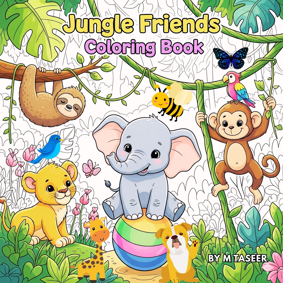 Safari Animals Coloring Book for Kids: Printable Jungle Activity (PDF ...