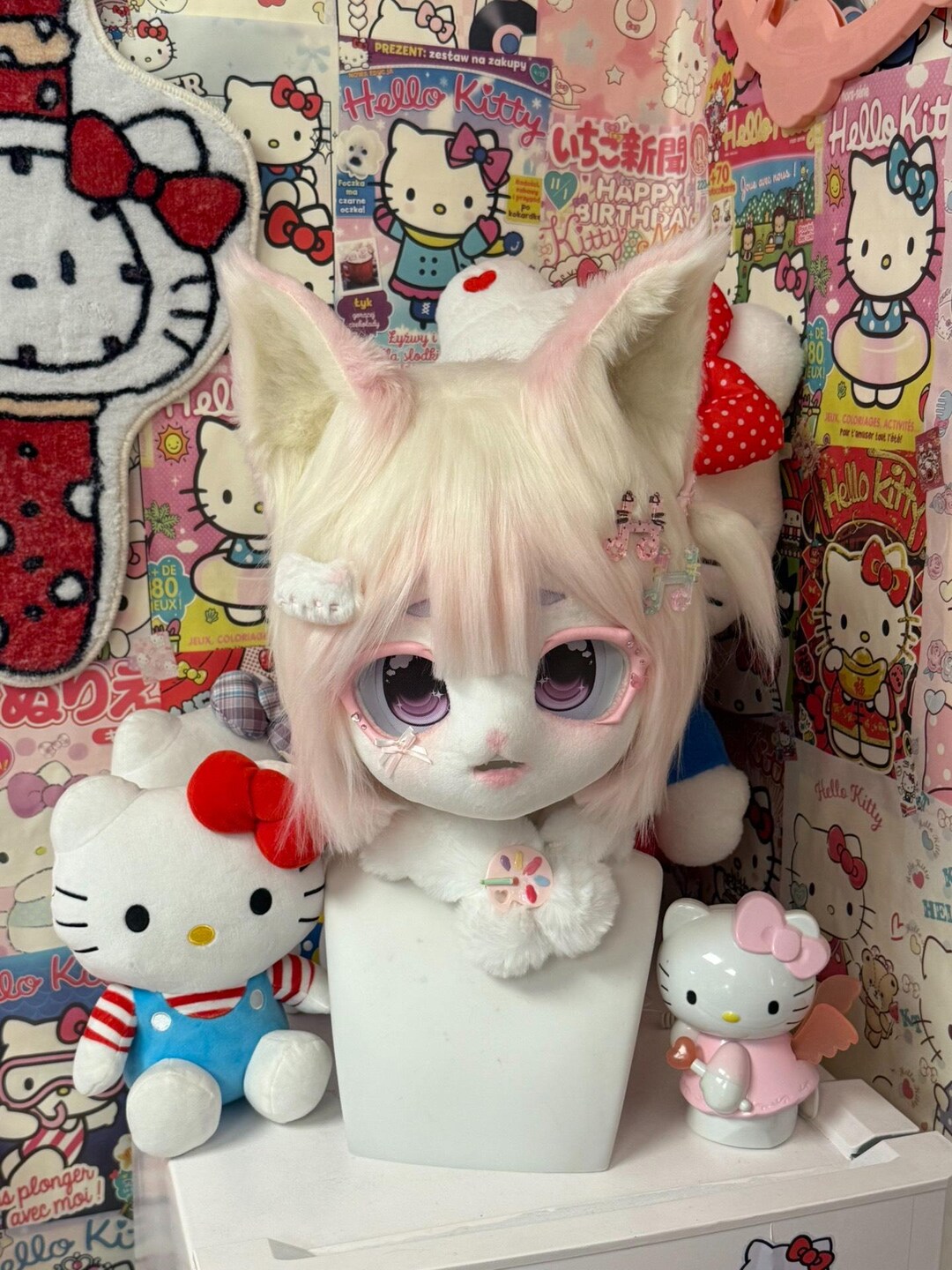 Pastel Cat Girl Fursuit Head, Mimipalette Kemono Anime Cosplay Mask ...