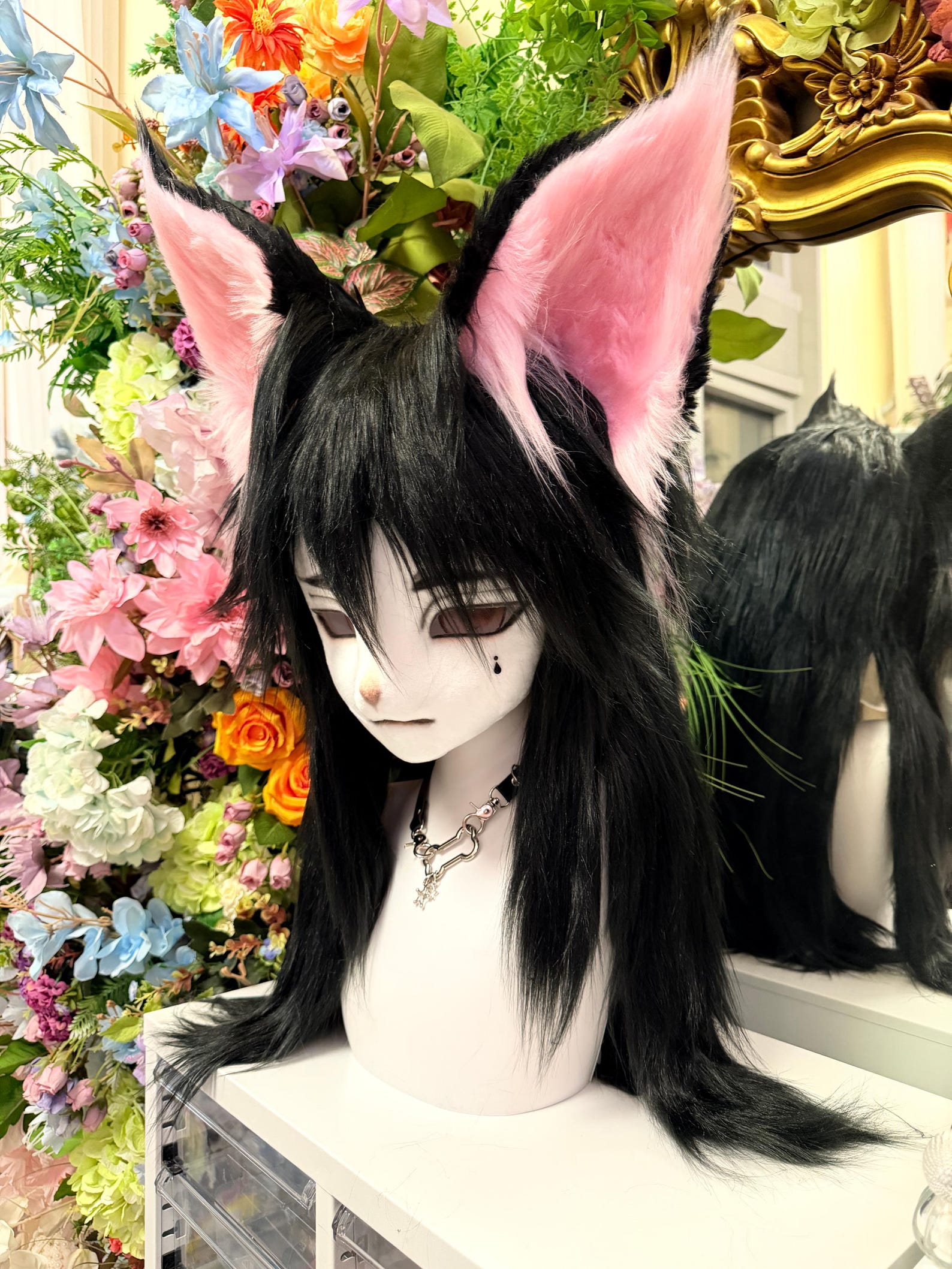 Black Pink Kemono Fursuit Head Emo Fox Wolf KIG Anime Cosplay Mask ...