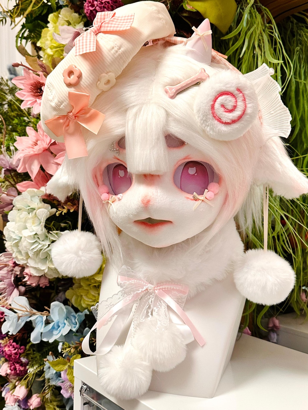 Yume Kawaii Sheep Fursuit Head, Pastel Kemono Cosplay Mask - Etsy