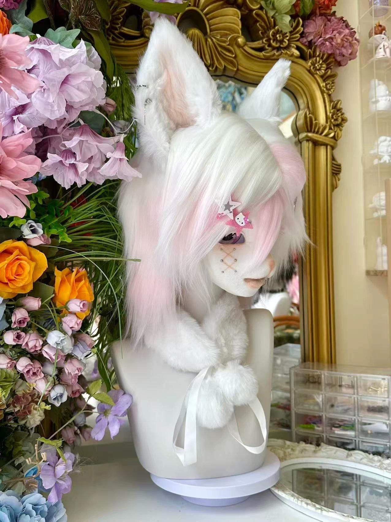Custom Kemono Fursuit Head, Melodyne Pastel Fox Mask With Guitar Hair ...