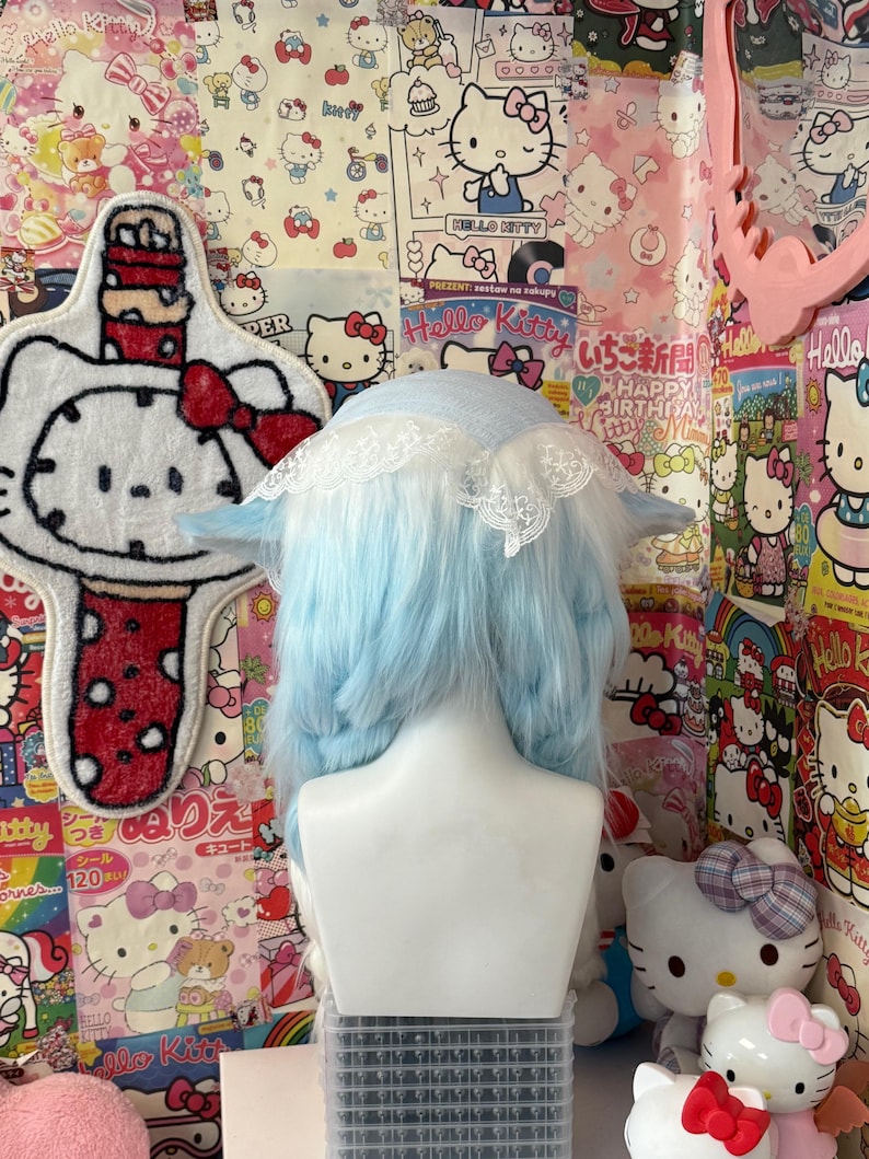 Yume-kawaii Kemono Fursuit Head – Pastel Blue Sheep Bunny Cosplay Mask ...