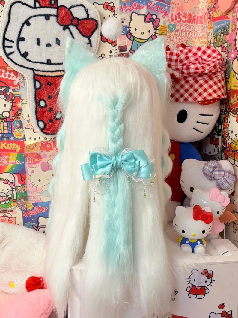 Handmade Custom Kemono Fursuit Head, Mint Fox Cosplay Mask With Braided ...