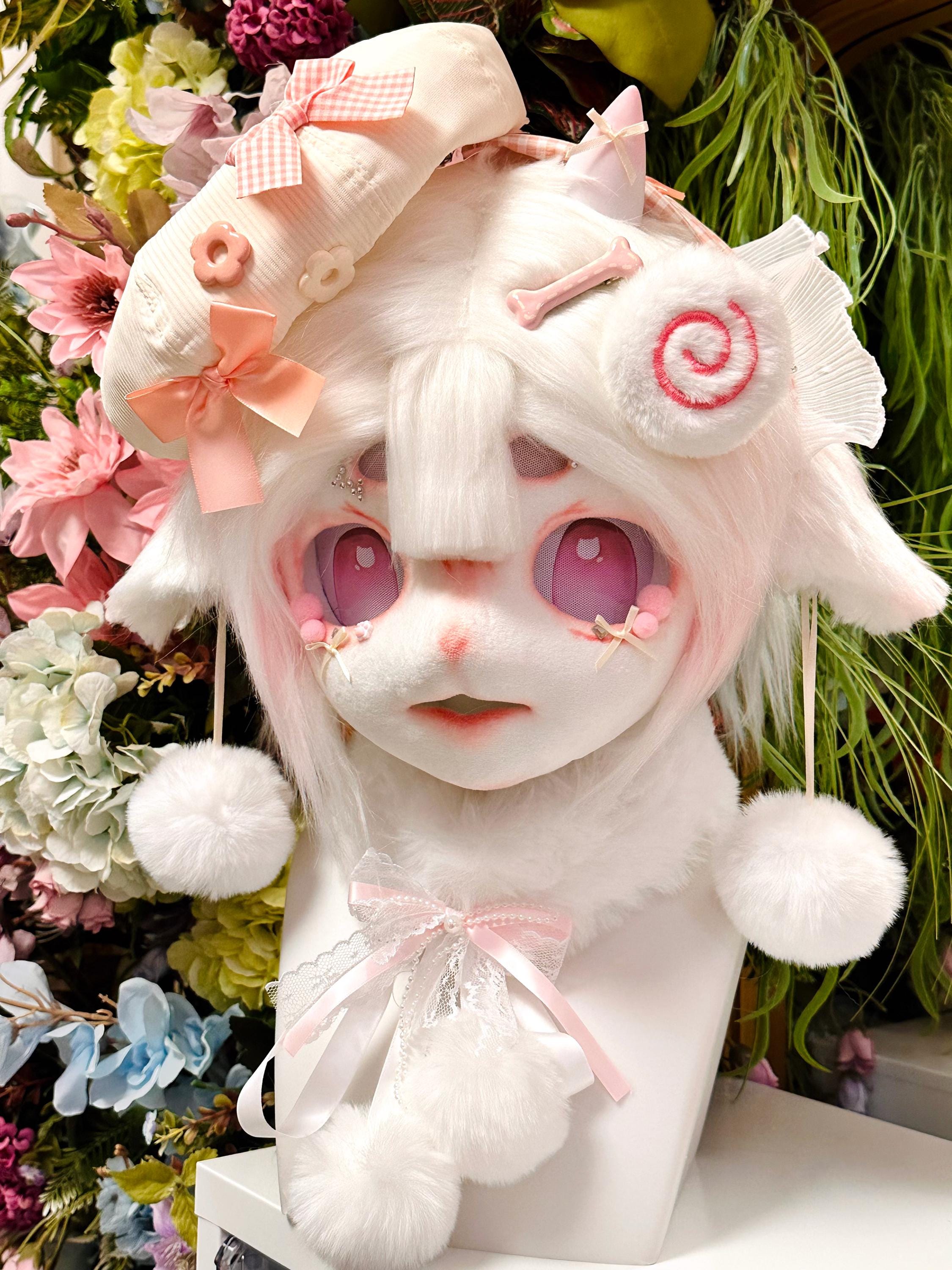 Yume Kawaii Sheep Fursuit Head, Pastel Kemono Cosplay Mask - Etsy